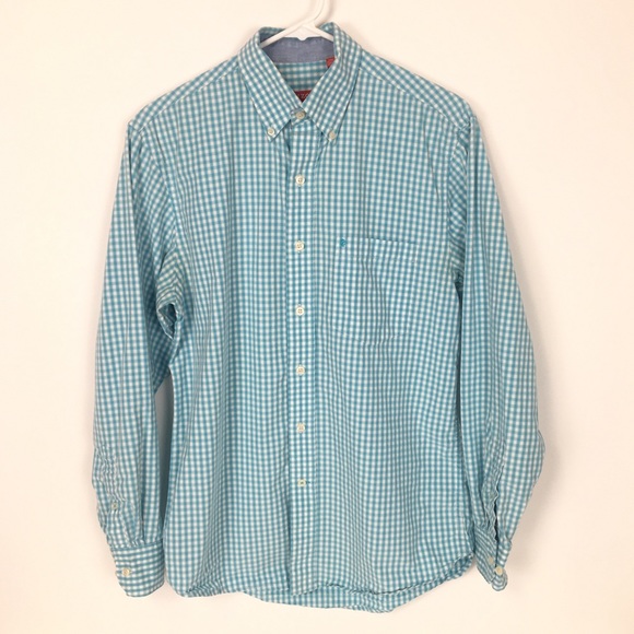 Izod | Shirts | Izod Blue White Gingham Button Down Shirt S | Poshmark